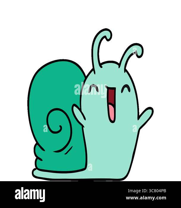 A simple looping animated cartoon illustration kawaii happy cute snail ...