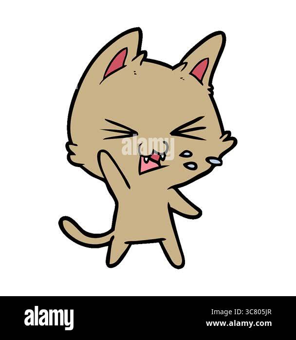 A simple looping animated cartoon cat hissing Stock Video Footage - Alamy