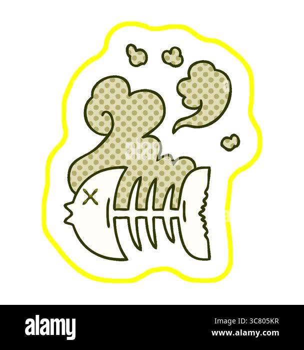 A simple looping animated comic book style quirky cartoon dead fish ...