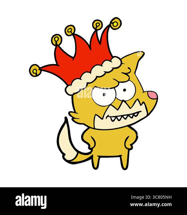 A simple looping animated cartoon grinning fox in funny hat Stock Video ...
