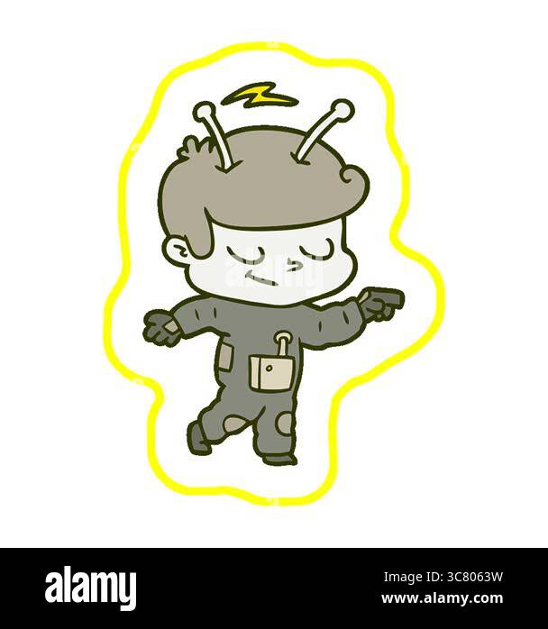 A simple looping animated friendly cartoon spaceman pointing Stock ...