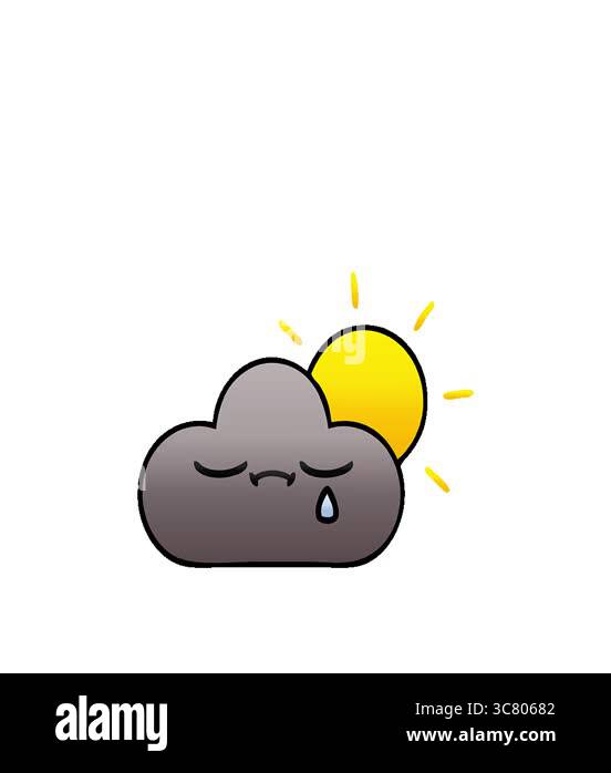 A simple looping animated gradient shaded cartoon of a storm cloud and ...
