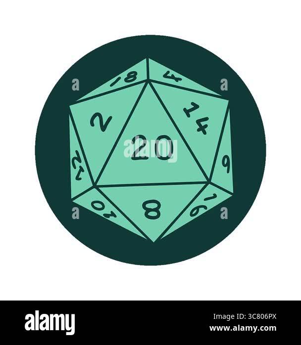 A simple looping animated iconic tattoo style image of a d20 dice Stock ...