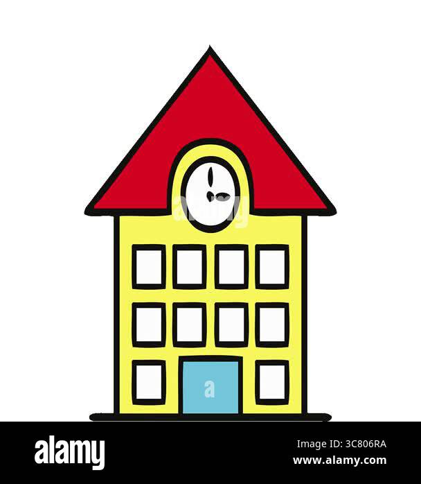 A simple looping animated cute cartoon of a town house Stock Video ...