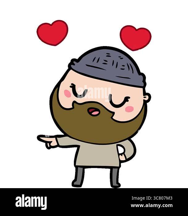 A simple looping animated cute cartoon man with beard Stock Video ...