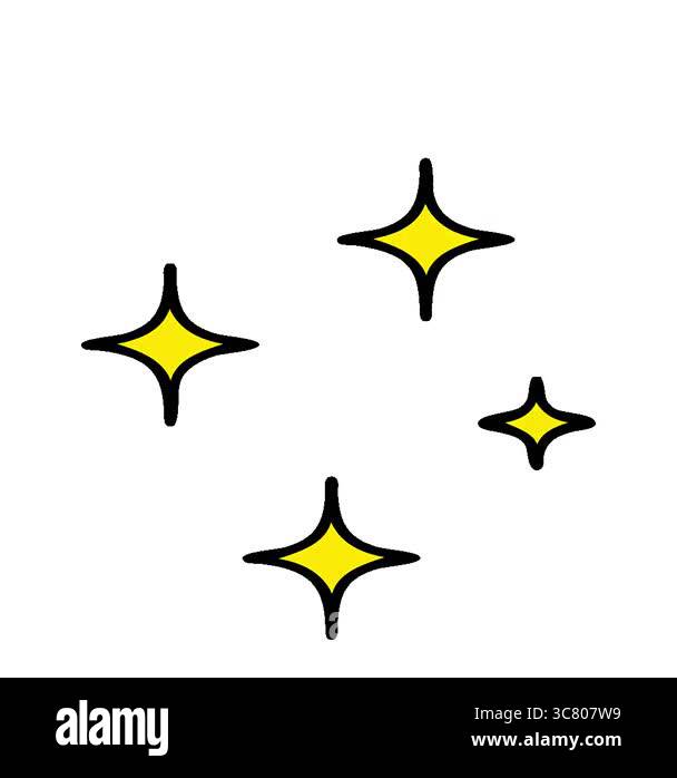 A simple looping animated cartoon symbols of some bright and shining ...