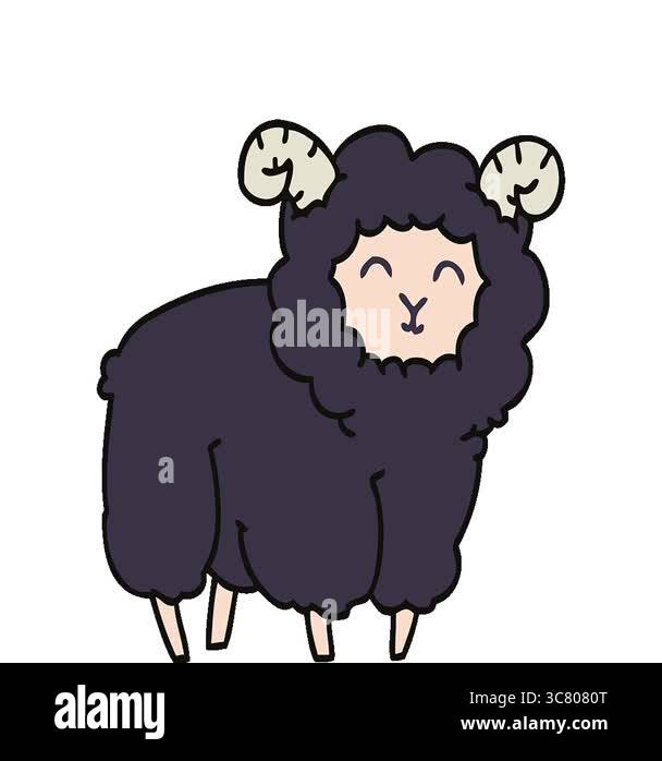 A simple looping animated hand drawn quirky cartoon ram Stock Video ...