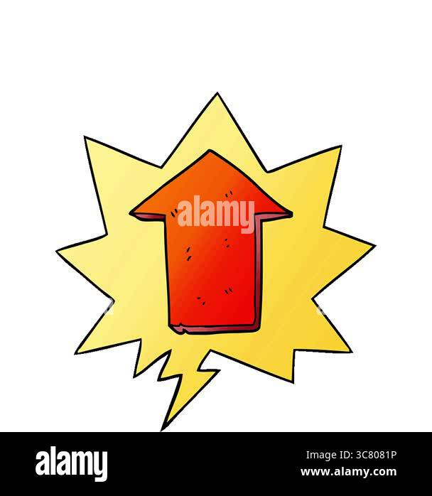 A simple looping animated cartoon pointing arrow with speech bubble in ...
