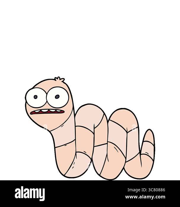 A simple looping animated cartoon nervous worm Stock Video Footage - Alamy
