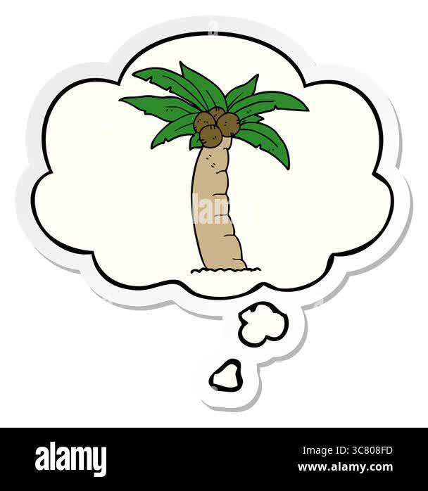 A simple looping animated cartoon palm tree with thought bubble as a ...