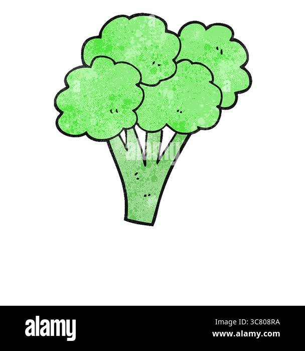 A simple looping animated freehand textured cartoon broccoli Stock ...