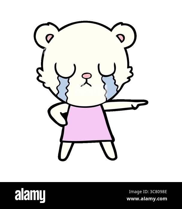 A simple looping animated crying polar bear in dress pointing Stock ...