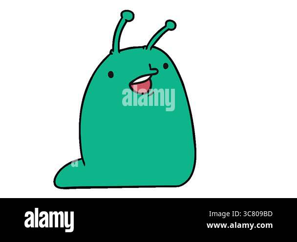 A simple looping animated cartoon illustration of a cute kawaii slug ...