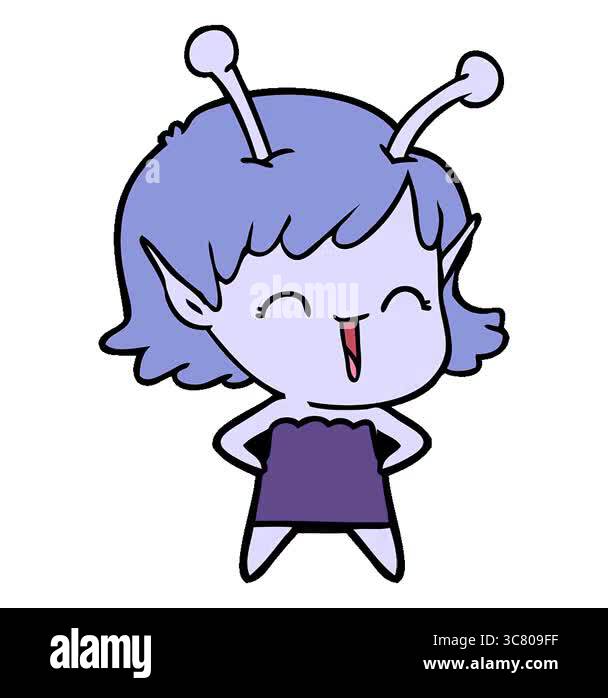 A simple looping animated cartoon alien girl laughing Stock Video ...