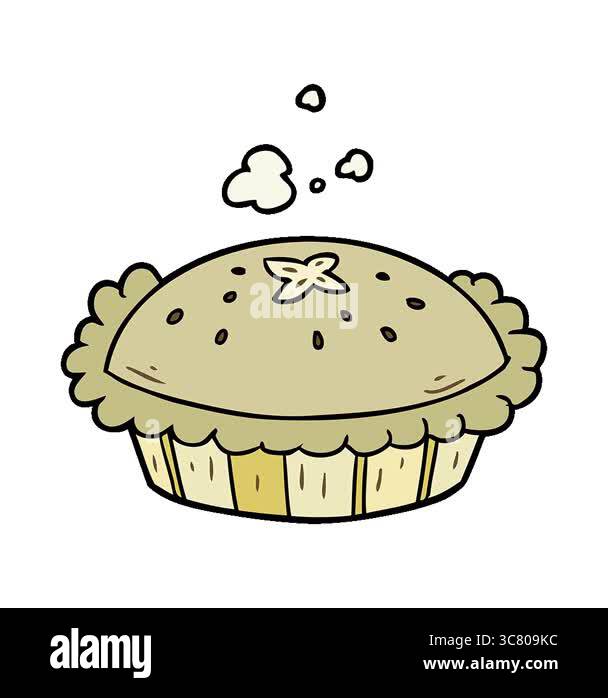 A simple looping animated hot cartoon pie fresh out of the oven Stock ...