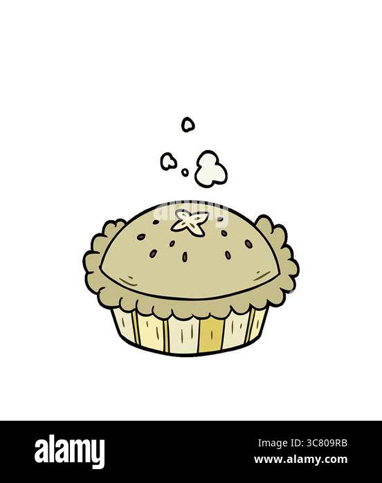 A simple looping animated hot cartoon pie fresh out of the oven Stock ...