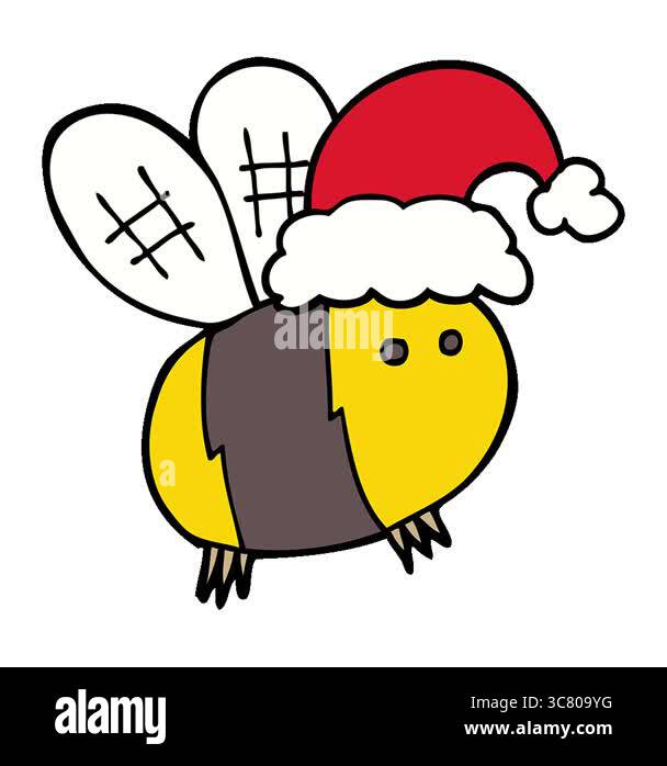 A simple looping animated cute cartoon bee wearing christmas hat Stock ...