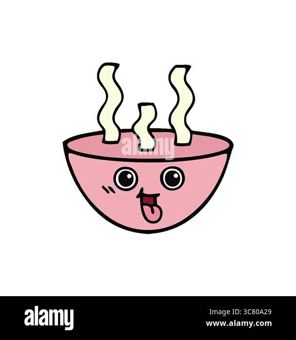 A simple looping animated cute cartoon of a bowl of hot soup Stock ...