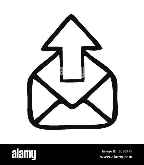 A simple looping animated line drawing cartoon of a email sign Stock ...