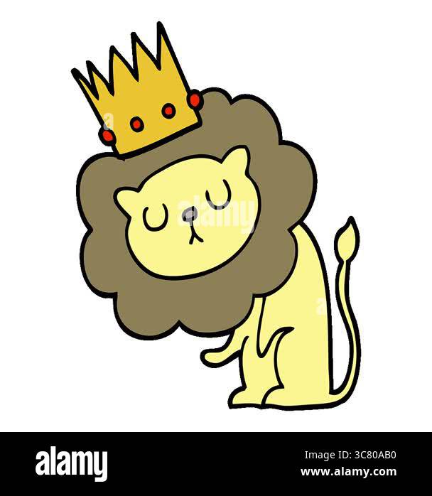 A simple looping animated cartoon lion with crown Stock Video Footage ...