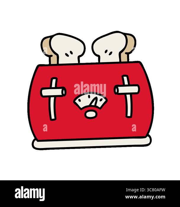 A simple looping animated cartoon of a toaster popping out toast Stock ...