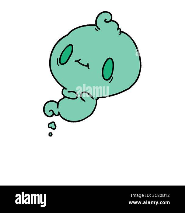 A simple looping animated cartoon illustration of a kawaii cute ghost ...
