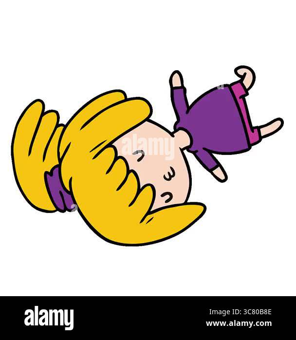 A simple looping animated cartoon illustration of a cute kawaii girl ...