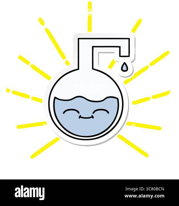 A simple looping animated sticker of a cute cartoon science experiment ...
