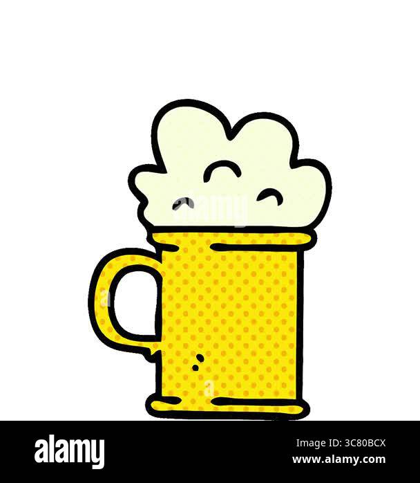 A simple looping animated comic book style quirky cartoon tankard of ...