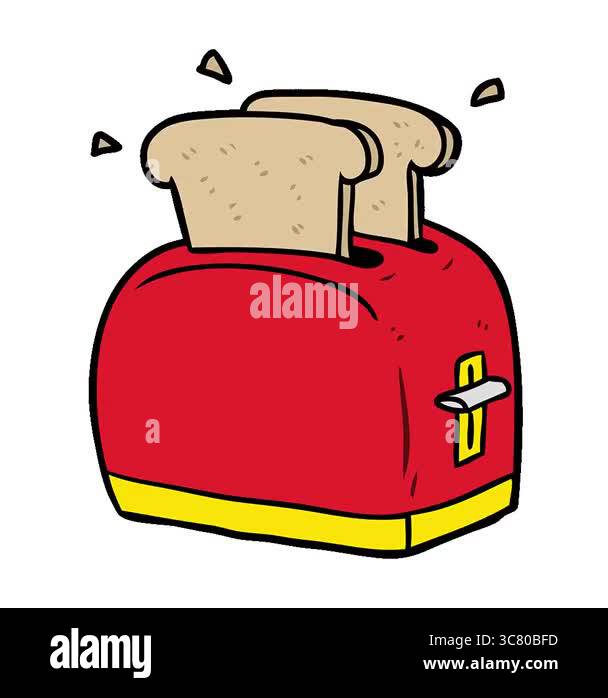 A simple looping animated cartoon toaster toasting bread Stock Video ...