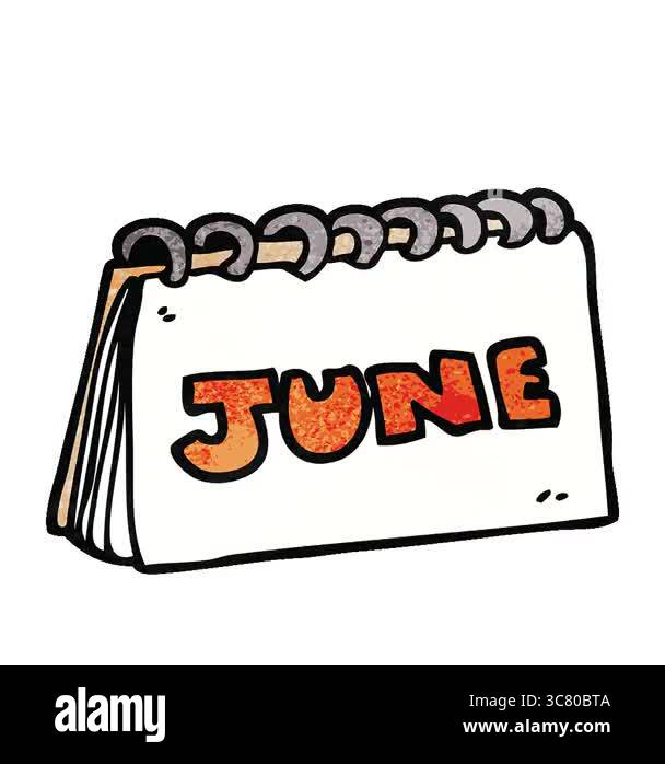A simple looping animated cartoon doodle calendar showing month of june ...