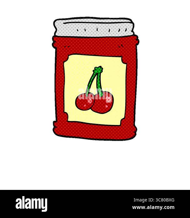A simple looping animated freehand drawn cartoon cherry jam jar Stock ...