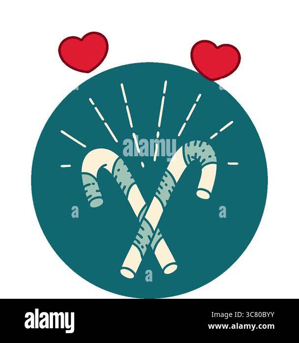 A simple looping animated icon of a tattoo style candy canes Stock ...