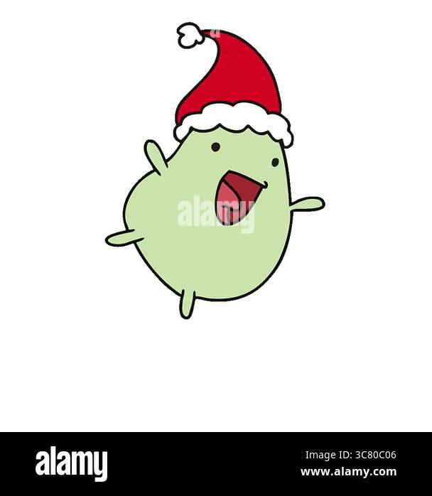 A simple looping animated hand drawn christmas cartoon of kawaii bean ...