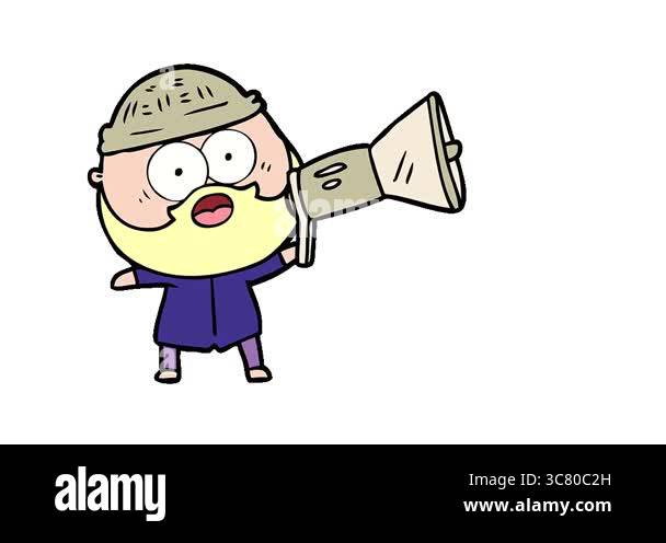 A simple looping animated cartoon surprised bearded man Stock Video ...