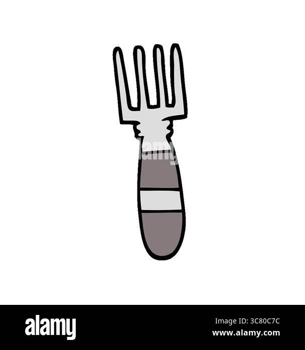 A simple looping animated hand drawn doodle style cartoon fork Stock ...
