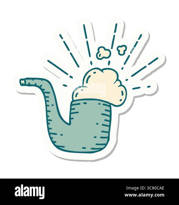 A simple looping animated sticker of a tattoo style smoking pipe Stock ...