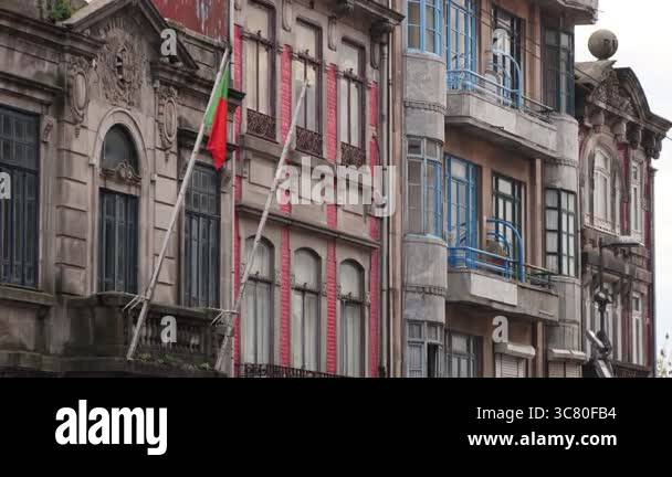 Ornate architecture of government or civic building with flags and ...