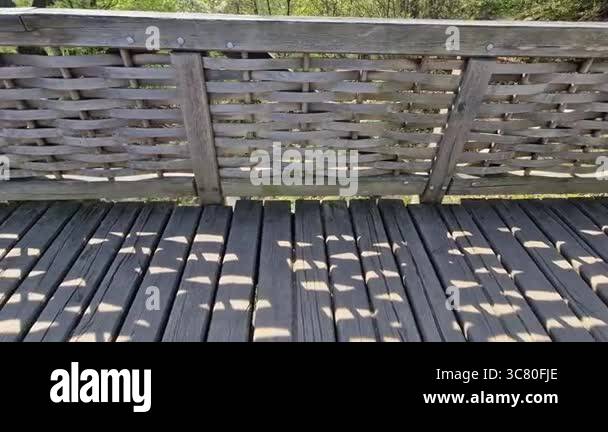 Medieval oak wood, bolted. Bridge over the moat. the railing is made of ...