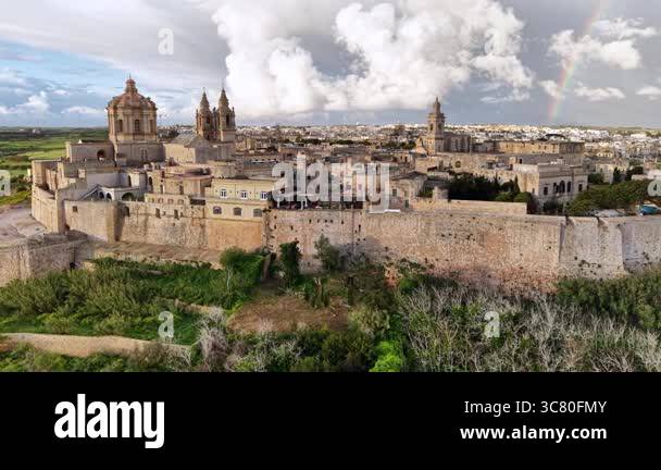 Experience the enchanting beauty of Mdina from above, showcasing its ...