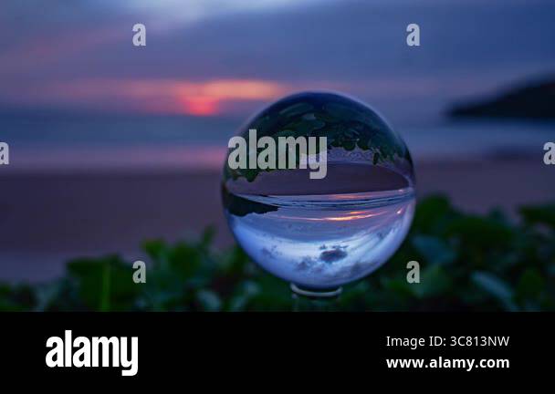 time lapse of scenery sunset reflection in a crystal ball Stock Video ...