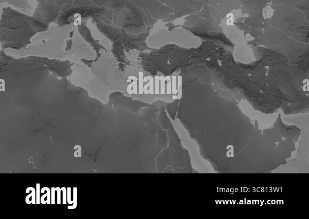 Levantine Sea. Location diagram on a grayscale elevation map in the ...