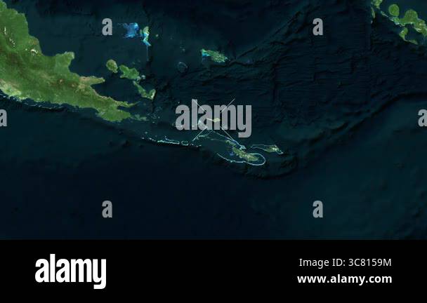 Misima Island - Papua New Guinea close-up - satellite. Preview. Glow ...