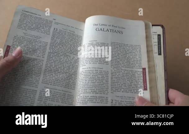 The book of Galatians in the New Testament of the Holy Bible Stock ...