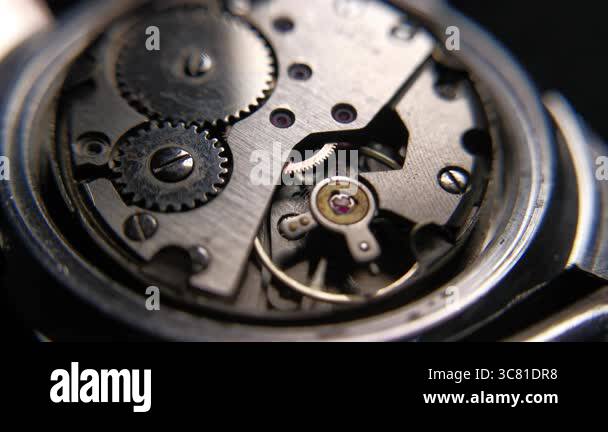 Close up of inner mechanism of a vintage watch Stock Video Footage - Alamy