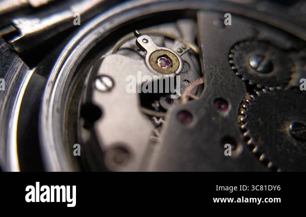 Close up of inner mechanism of a vintage watch Stock Video Footage - Alamy