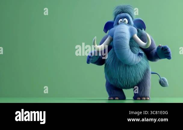 Animation of 3D Blue mammoth with makes a shhh gesture: High quality 3D illustration, 3D Monster ...