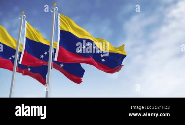 Venezuelan flag fluttering in the wind, symbol of identity, unity and ...