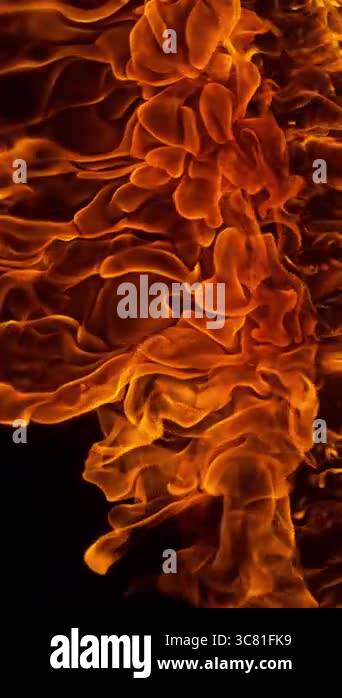 Super Slow Motion Shot of Burning Fire Flames isolated on Black ...