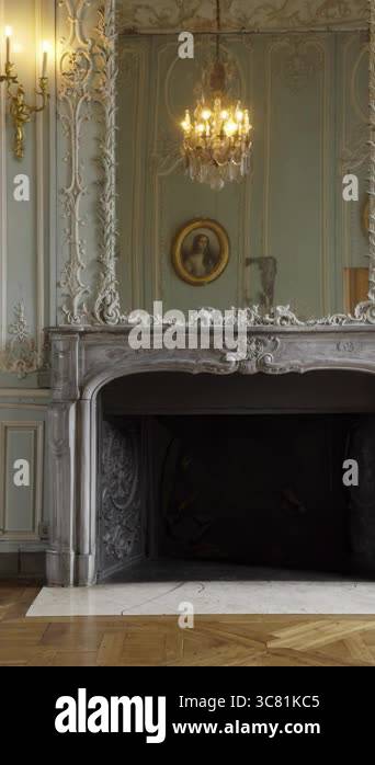 Palace ballroom door slowly opening revealing luxurious interior with ...